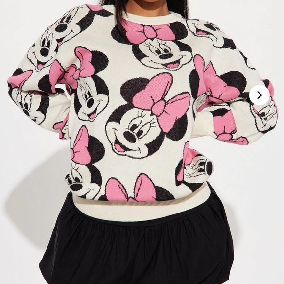 Disney | Sweaters | Disney Pink And Black Minnie Mouse Sweater | Poshmark